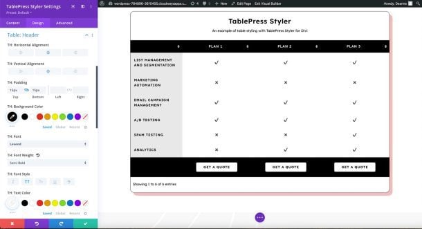 Divi Product Highlight: TablePress Styler