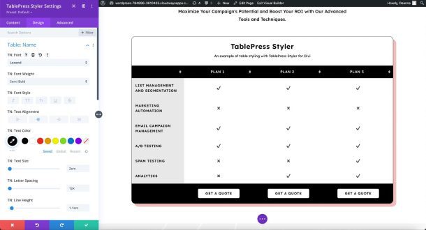 Divi Product Highlight: TablePress Styler