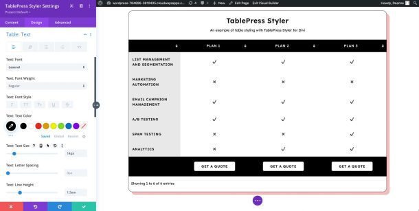 Divi Product Highlight: TablePress Styler