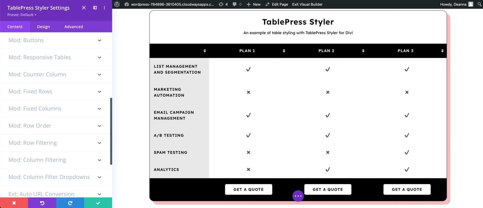 Divi Product Highlight: TablePress Styler