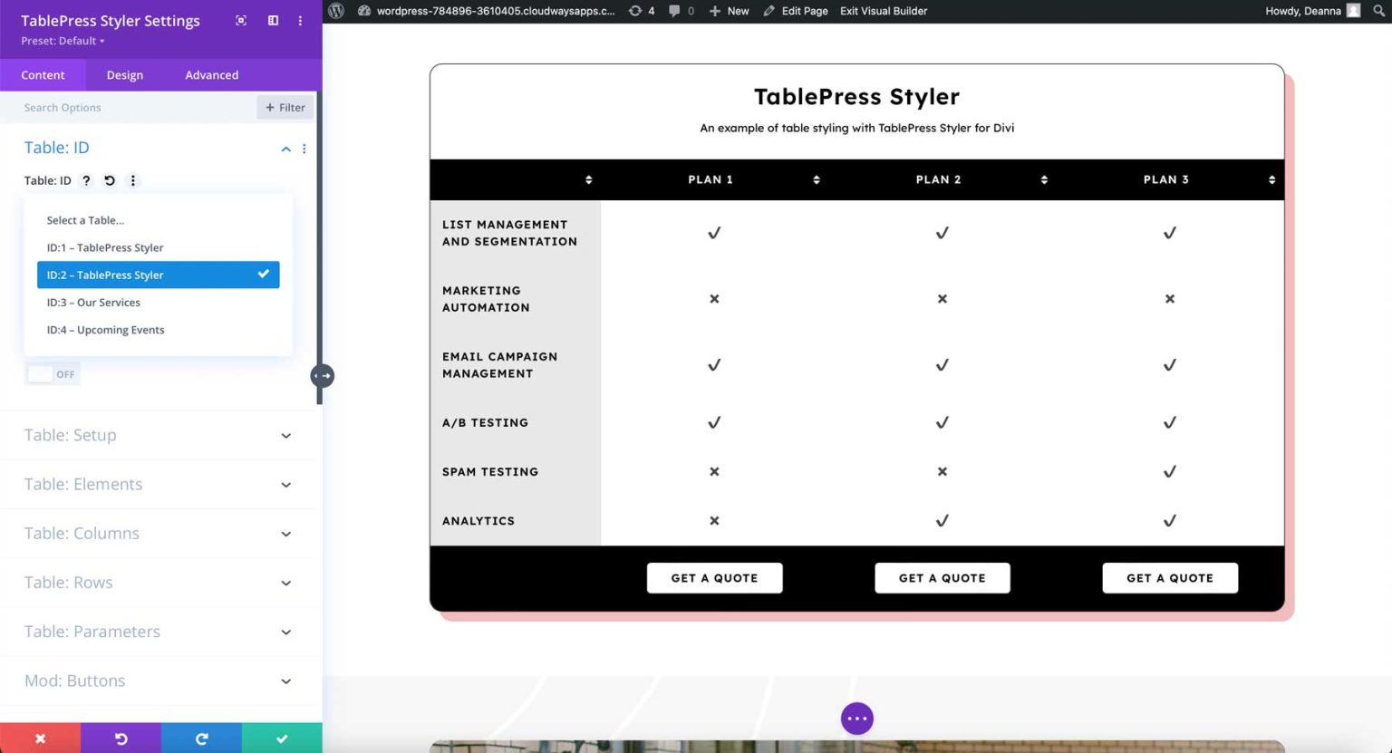 Divi Product Highlight: TablePress Styler