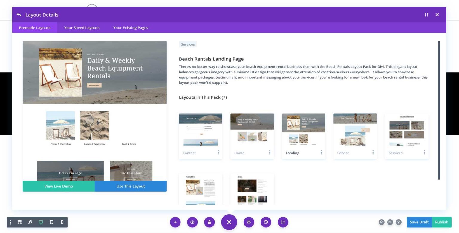 Get a Free Beach Rentals Layout Pack for Divi