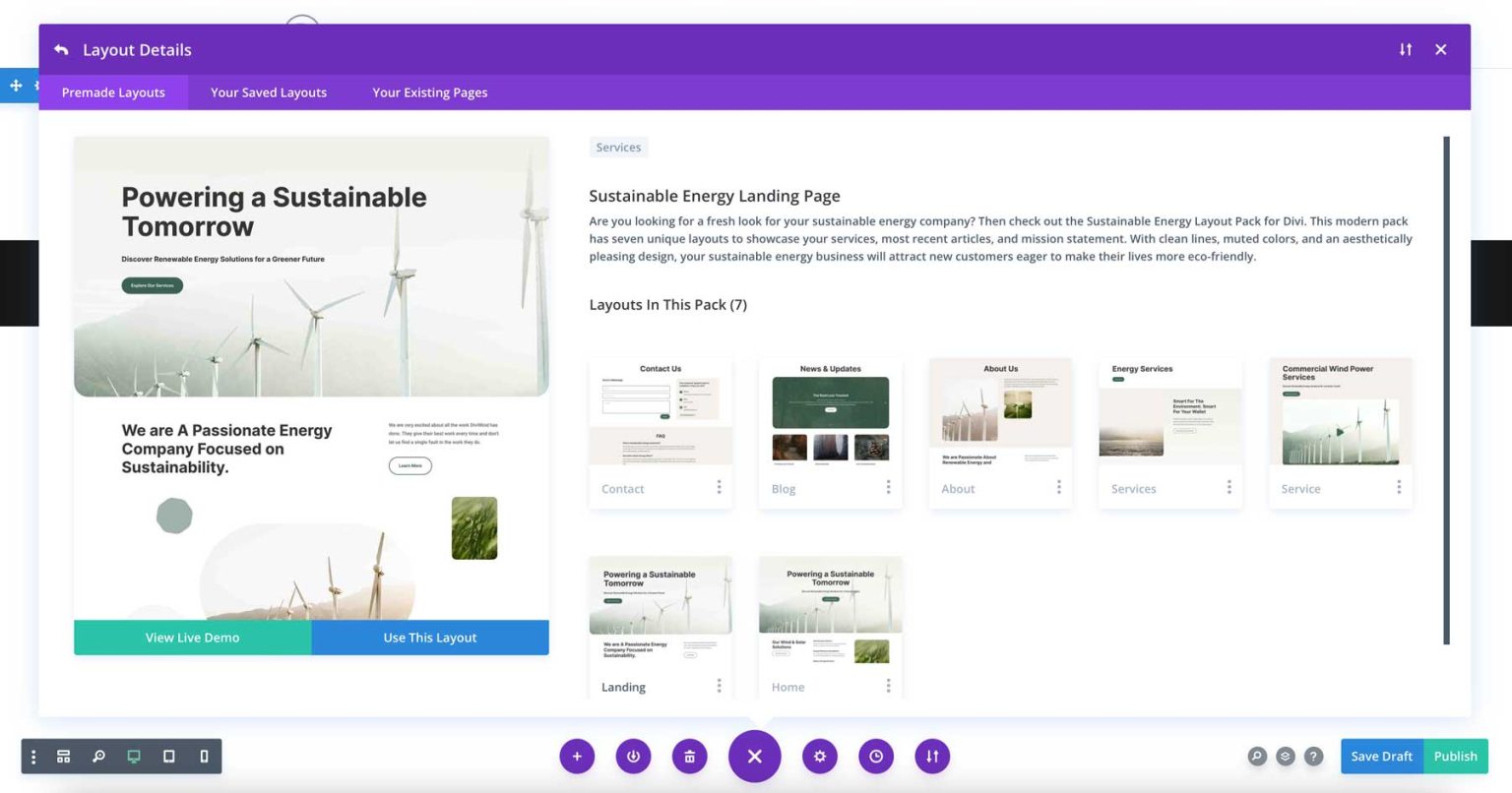 Get a Free Sustainable Energy Layout Pack for Divi