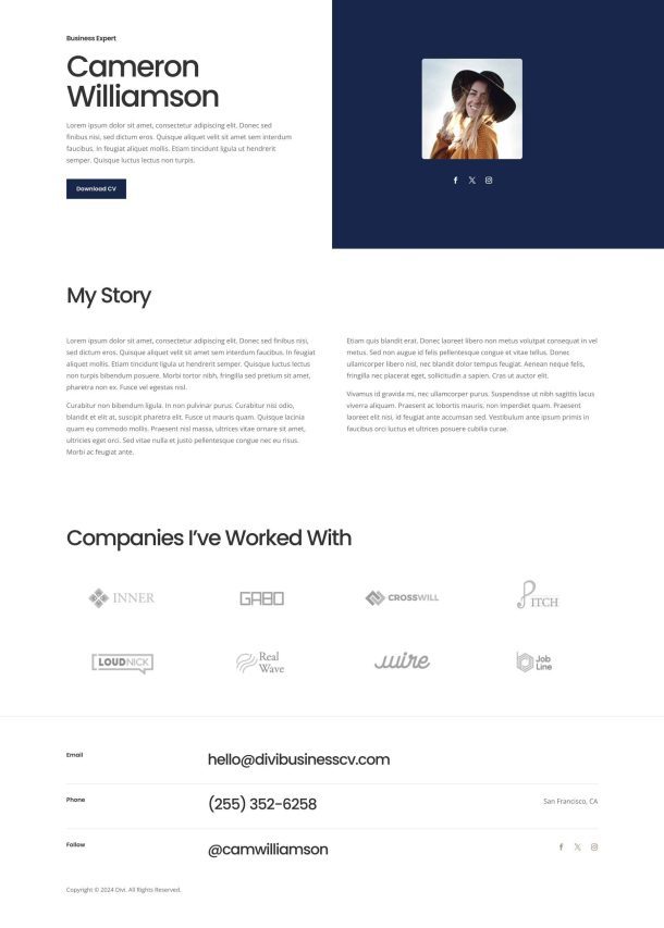 Get a Free Business CV Layout Pack For Divi