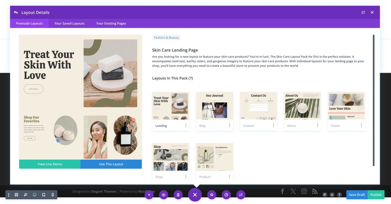 Get a Free Skin Care Layout Pack For Divi