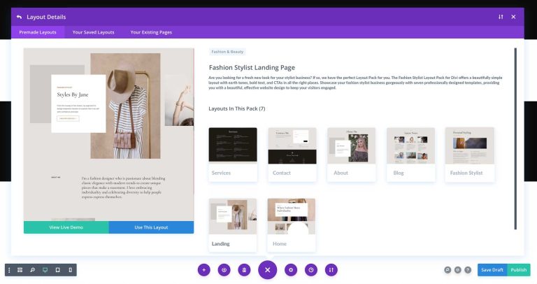 Get a Free Fashion Stylist Layout Pack For Divi