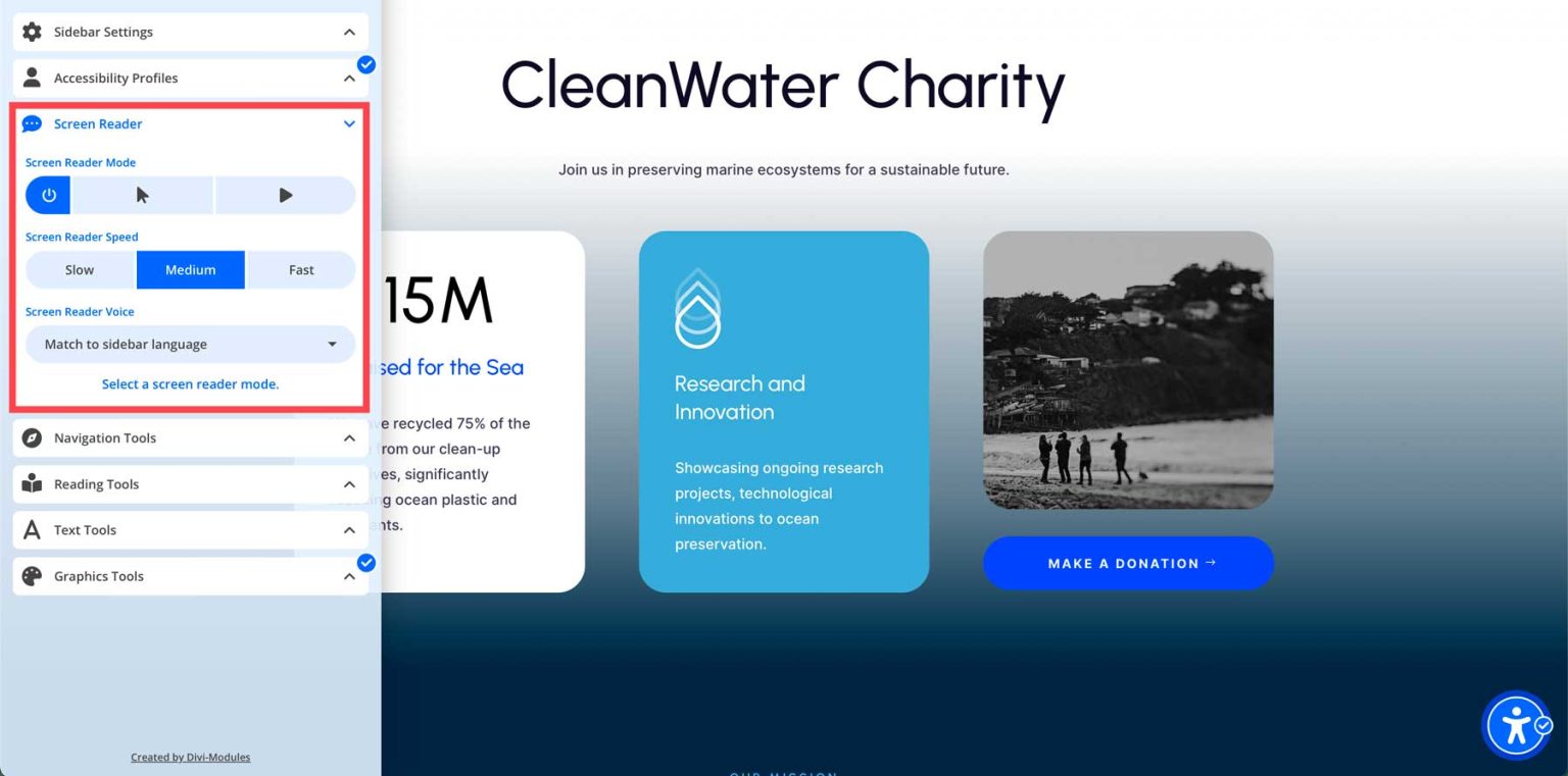 Divi Product Highlight: Accessibility Sidebar