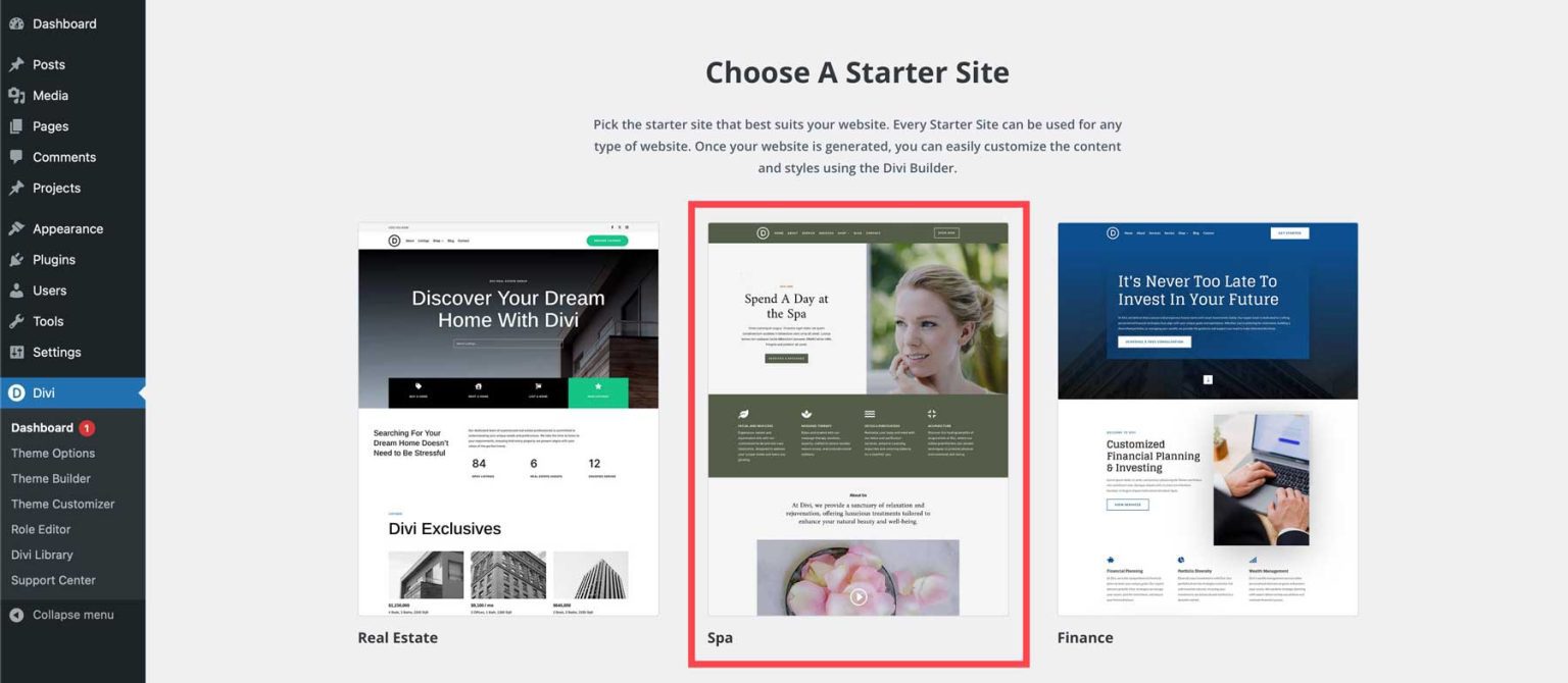 New Divi Starter Site for Spas (Quick Install)