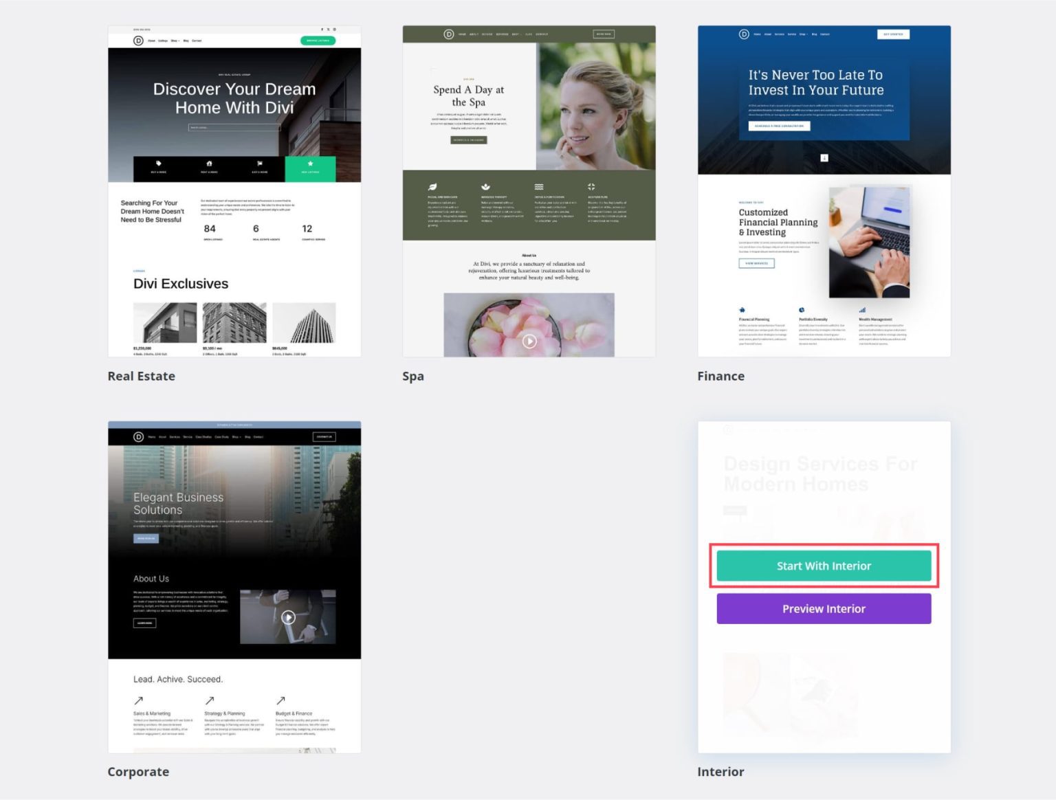 New Divi Starter Site for Interior (Quick Install)