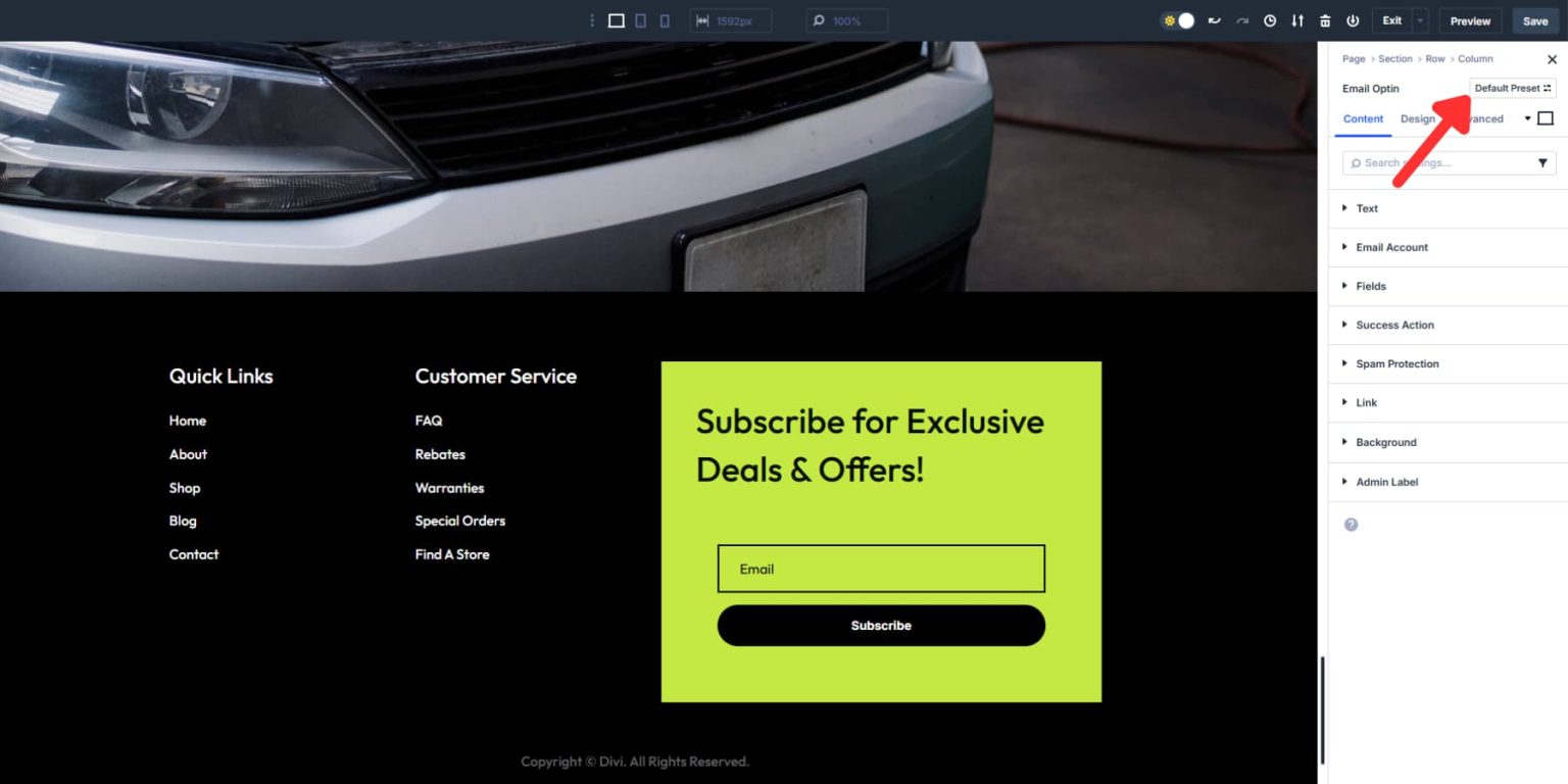 Copying, Pasting, And Resetting Presets In Divi 5