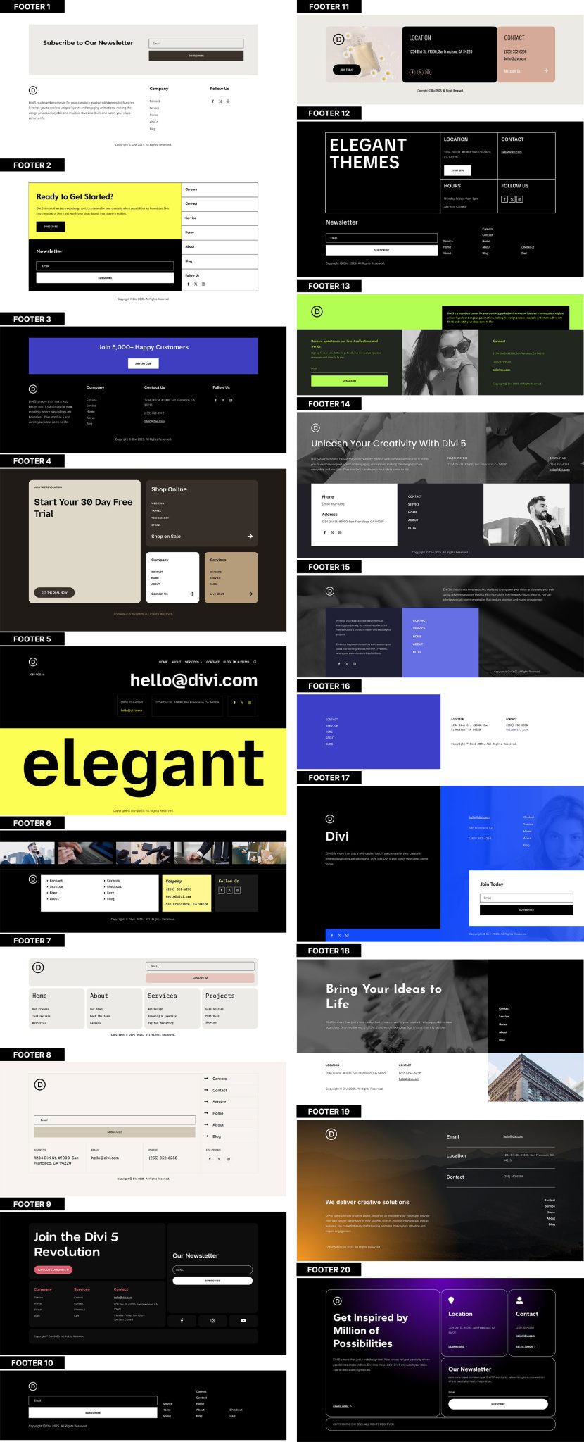 20 Flexbox Footers For Divi 5 (Free Download!)