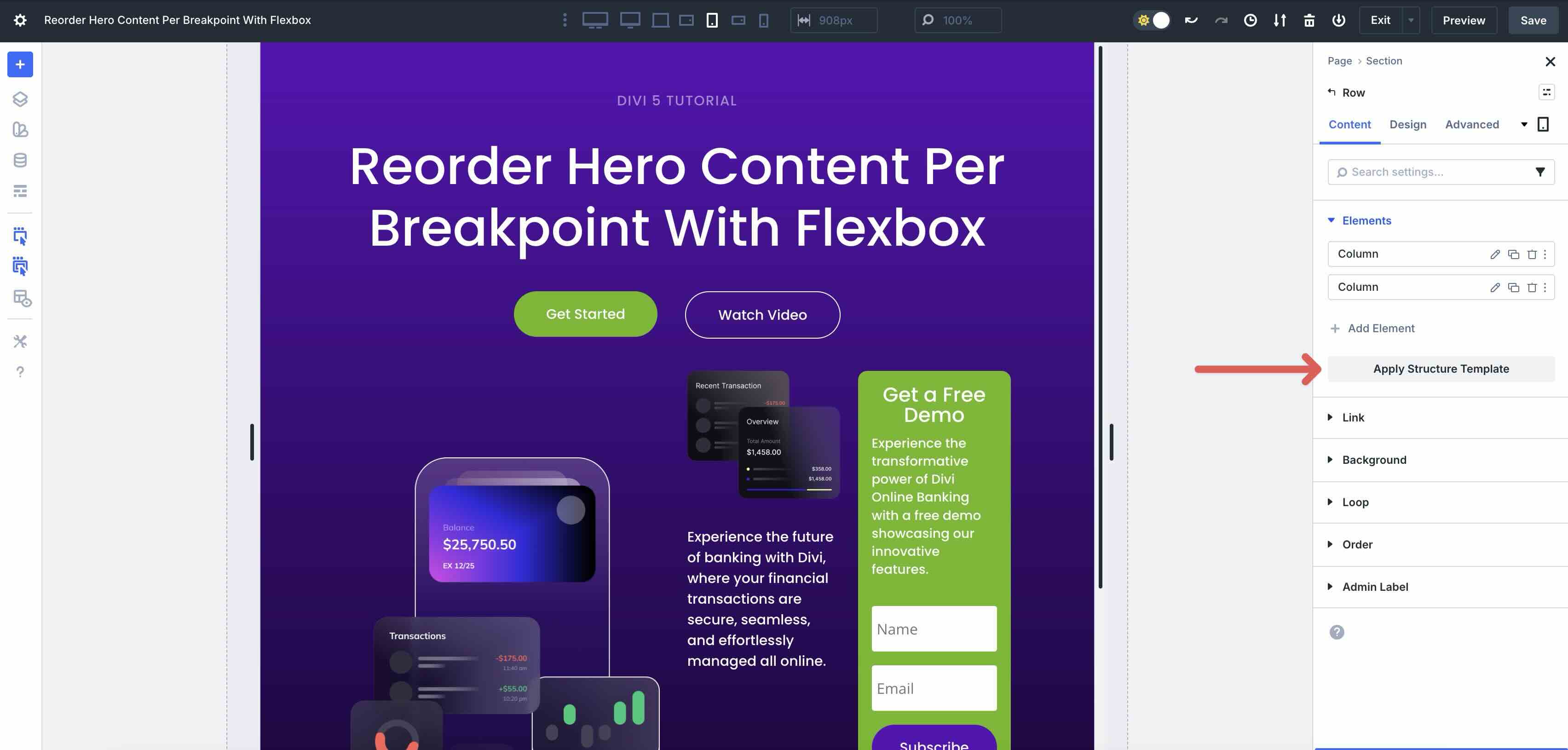 How To Reorder Hero Content Per Breakpoint With Flexbox In Divi 5