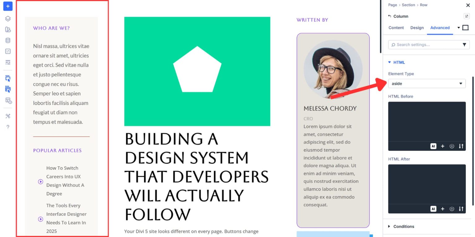 When To Use Section, Aside, And Main HTML Elements In Divi 5