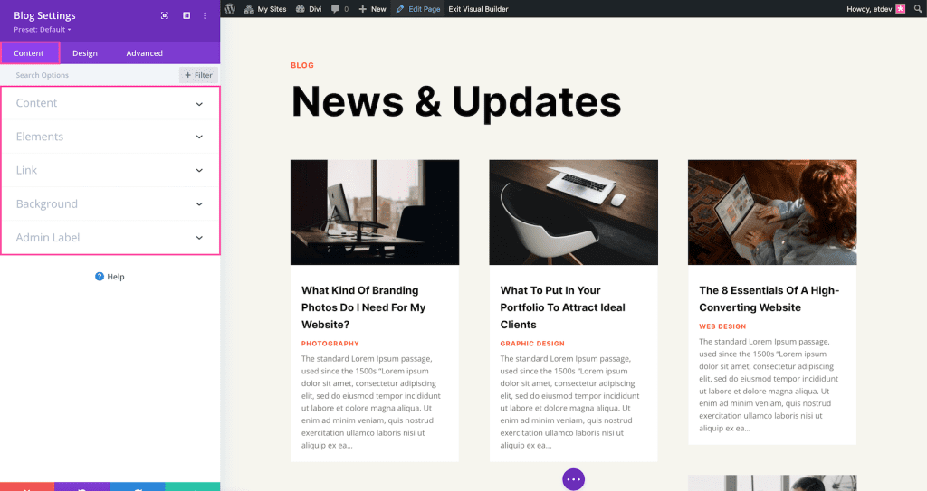 The Divi Blog Module Elegant Themes Documentation