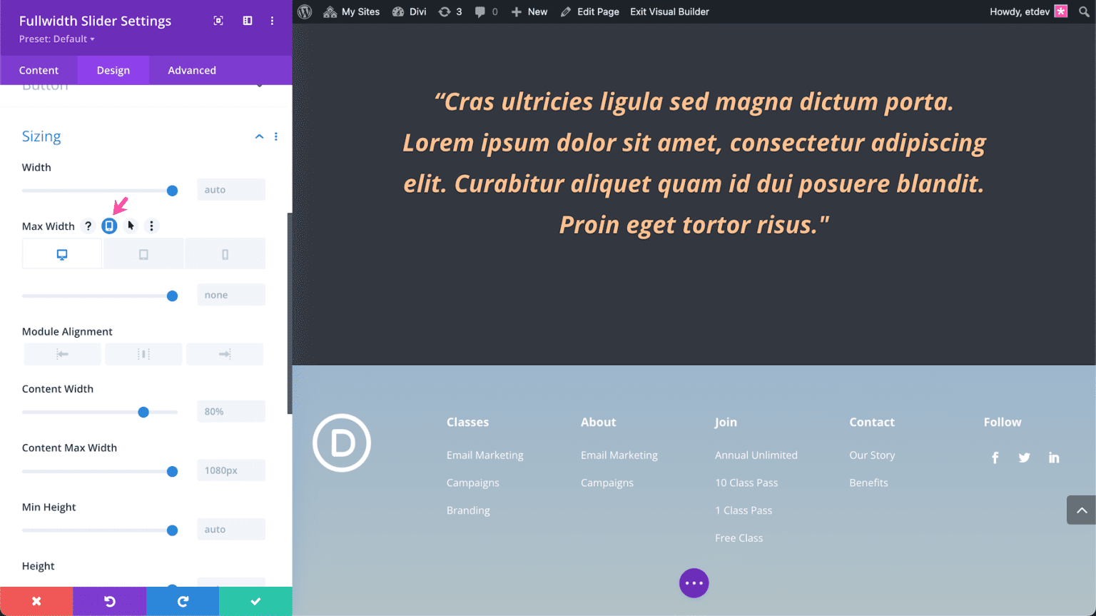 Using Divi Sizing Options Elegant Themes Documentation