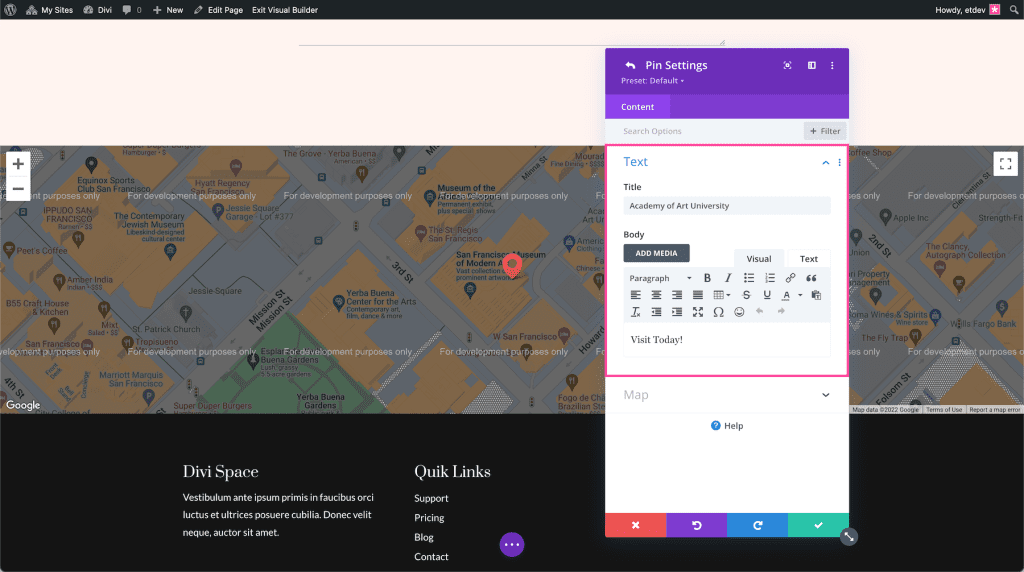 The Divi Fullwidth Map Module Elegant Themes Documentation