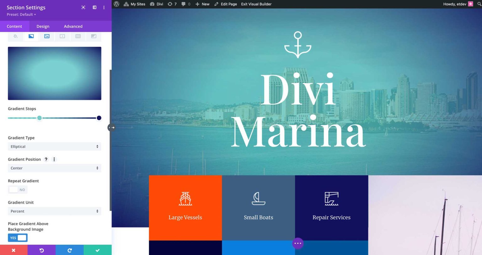 Using the Divi Gradient Builder | Elegant Themes Documentation
