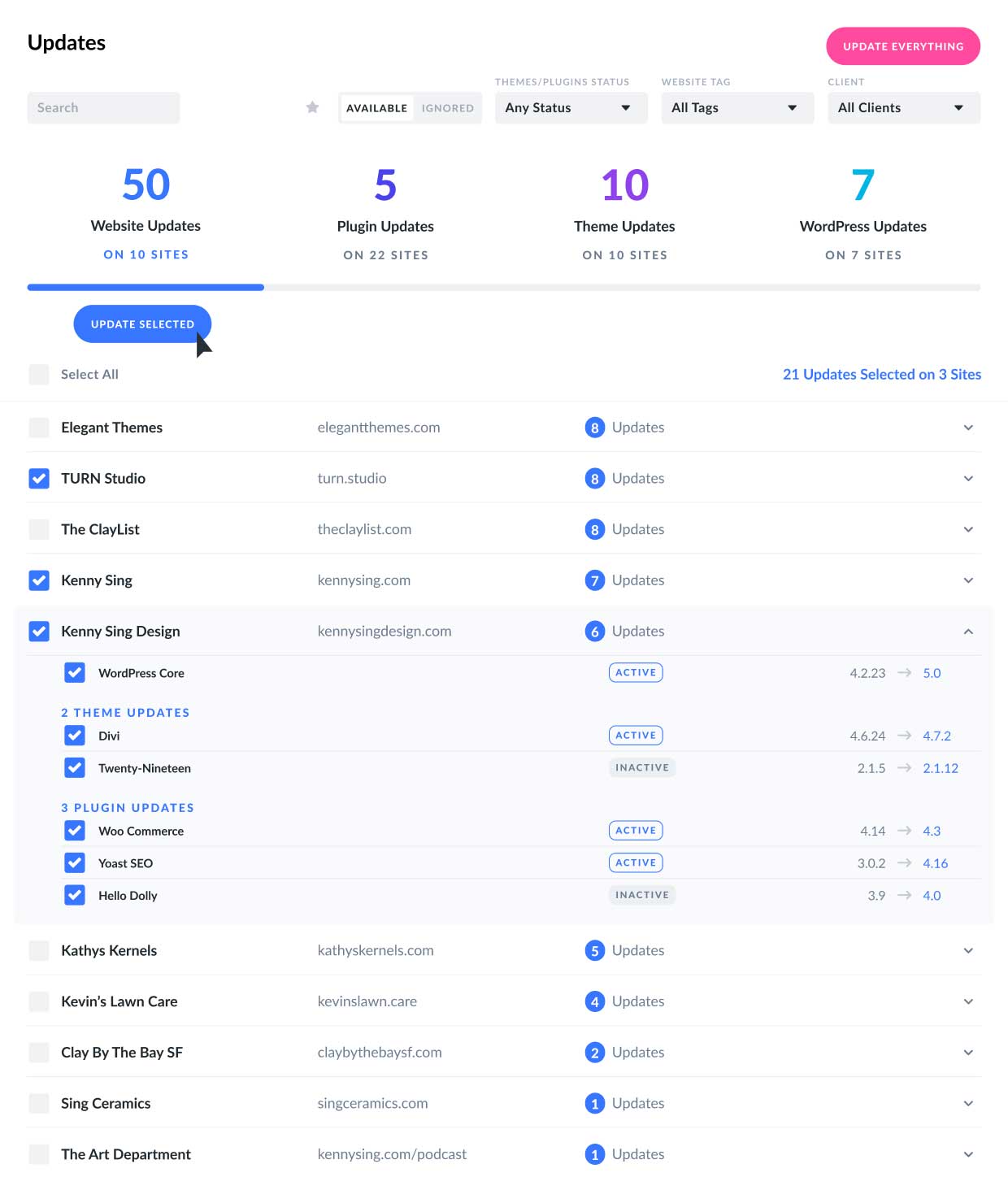 Divi Dash — WordPress Site Management Dashboard
