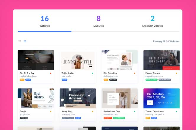 Divi Dash — WordPress Site Management Dashboard
