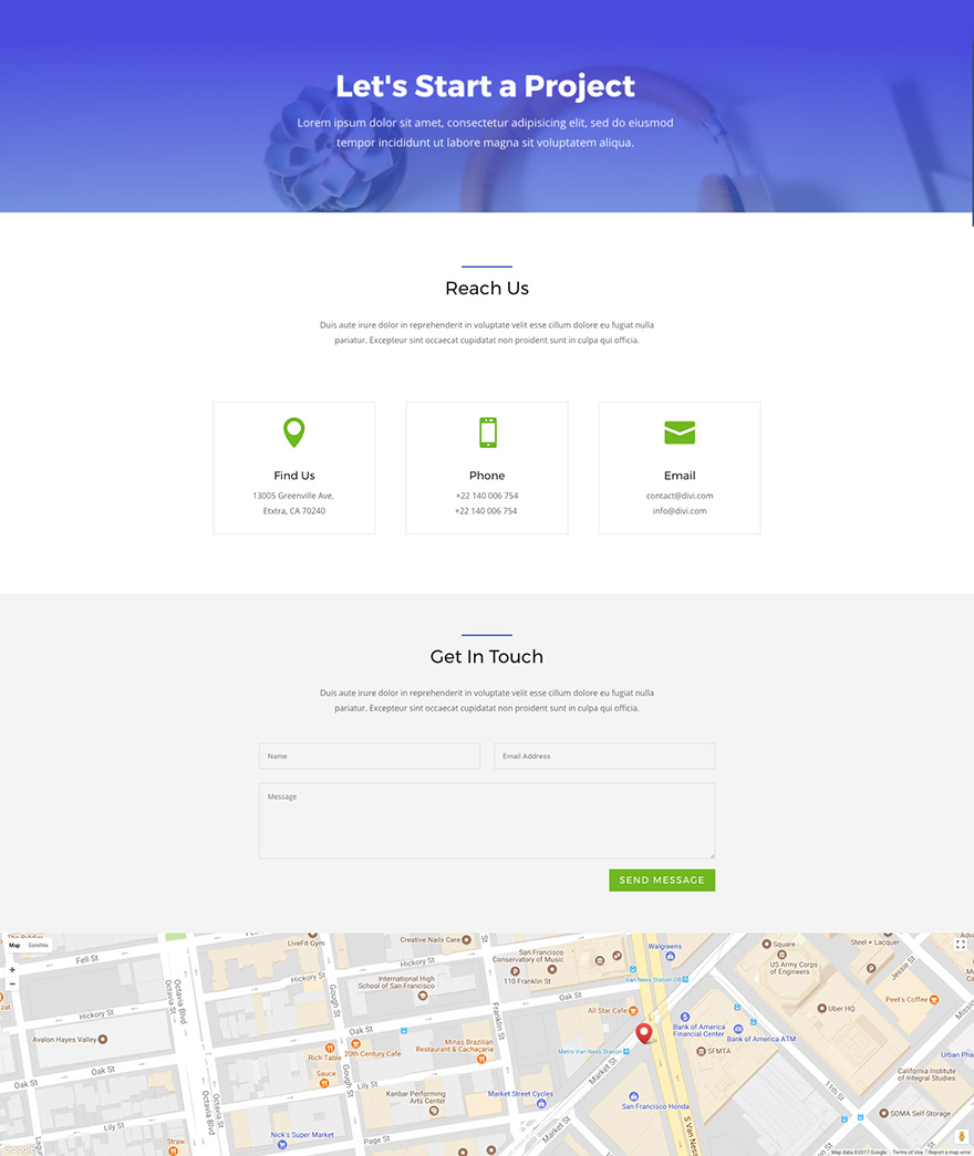Agency Contact Page Divi Layout by Elegant Themes