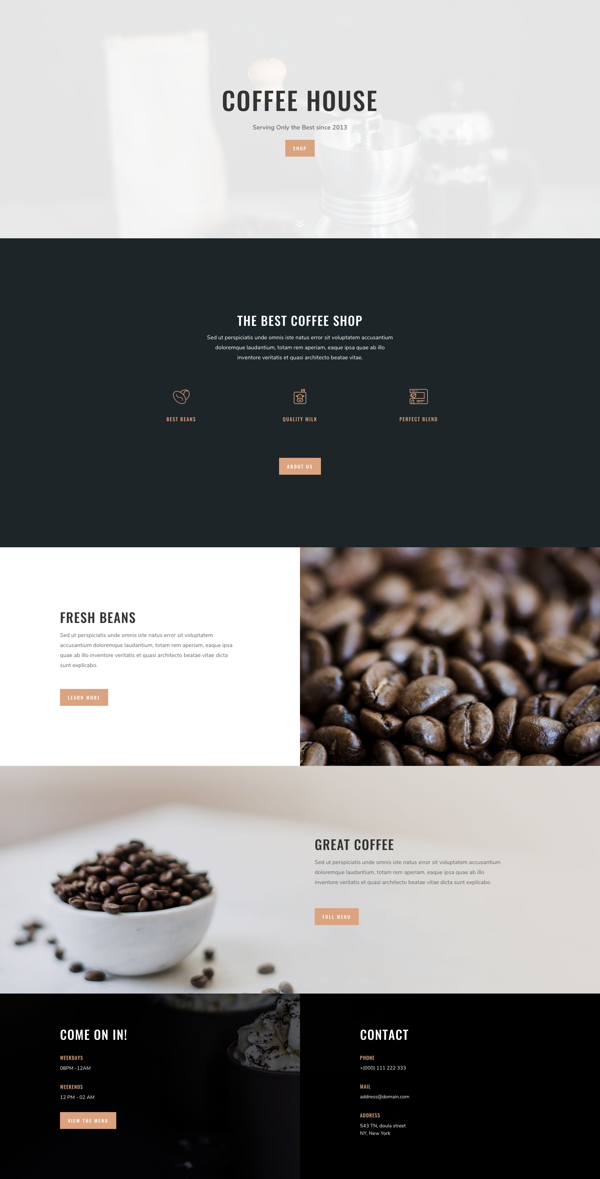 Coffee Shop Home Page Divi Layout by Elegant Themes