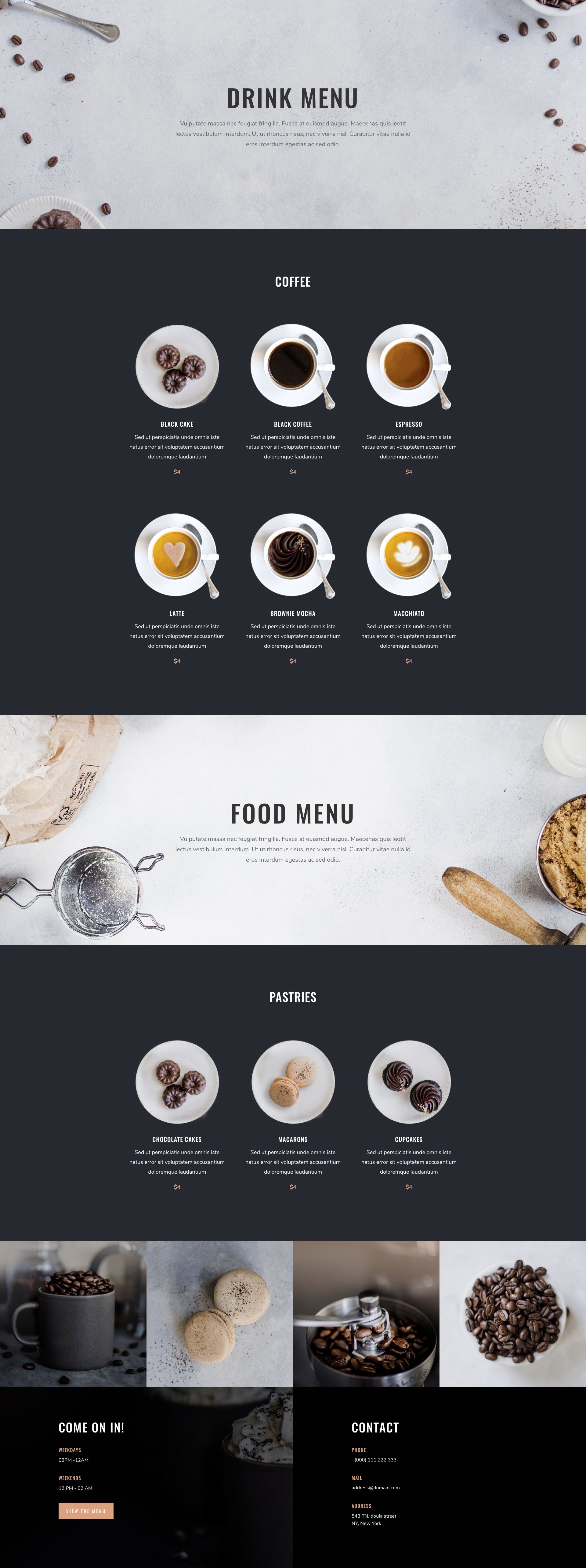 Coffee Shop Menu Page Divi Layout by Elegant Themes