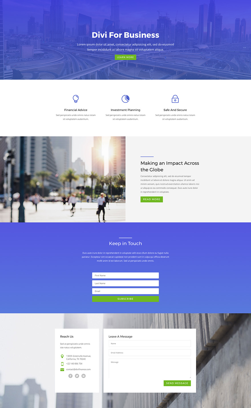 Agency Home Page Divi Layout by Elegant Themes
