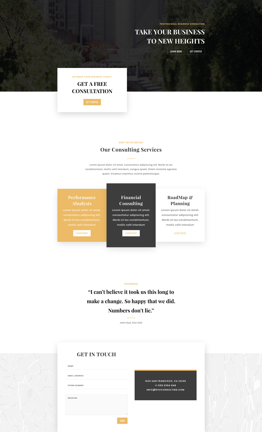 Business Consultant Home Page Divi Layout by Elegant Themes