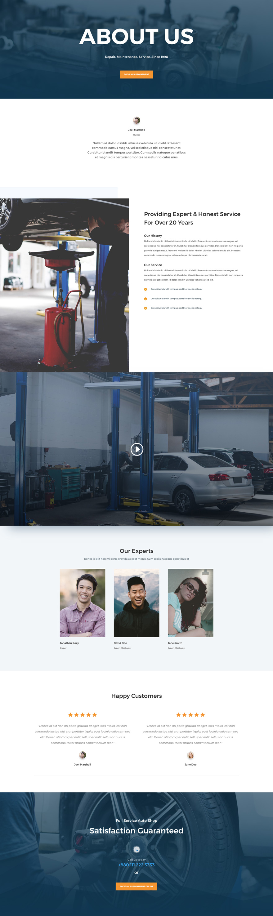 Auto Repair About Page Divi Layout by Elegant Themes