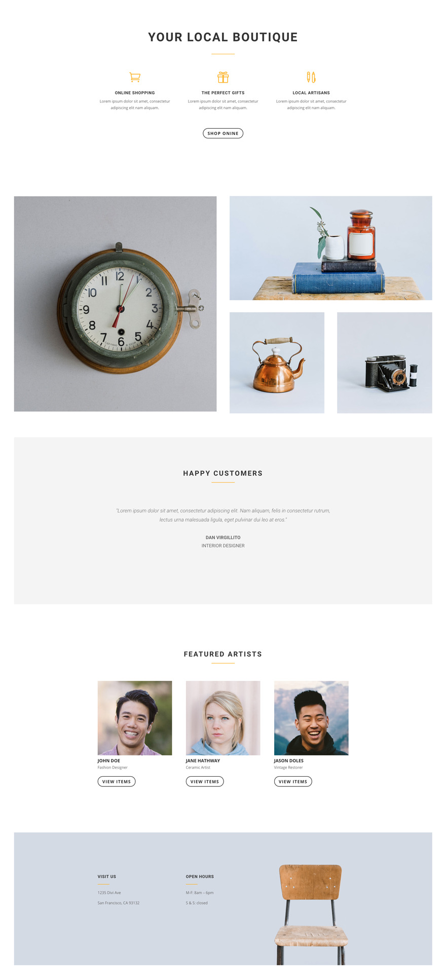 Boutique About Page Divi Layout by Elegant Themes