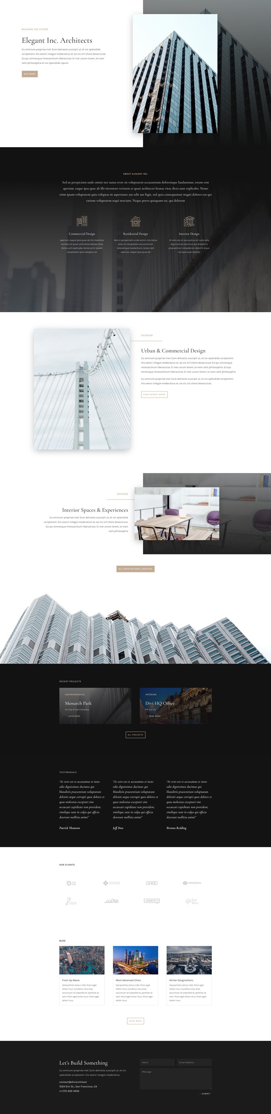 Architecture Firm Landing Page Divi Layout by Elegant Themes
