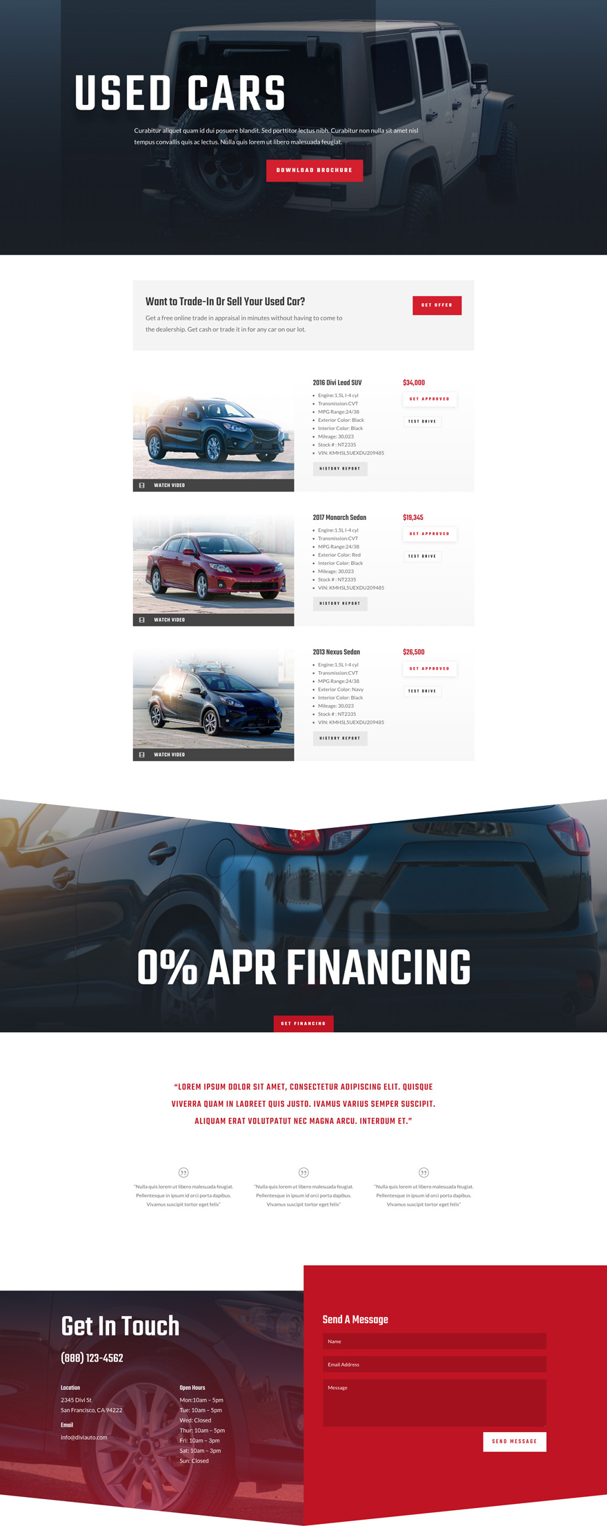 Car Dealer Listings Page Divi Layout by Elegant Themes