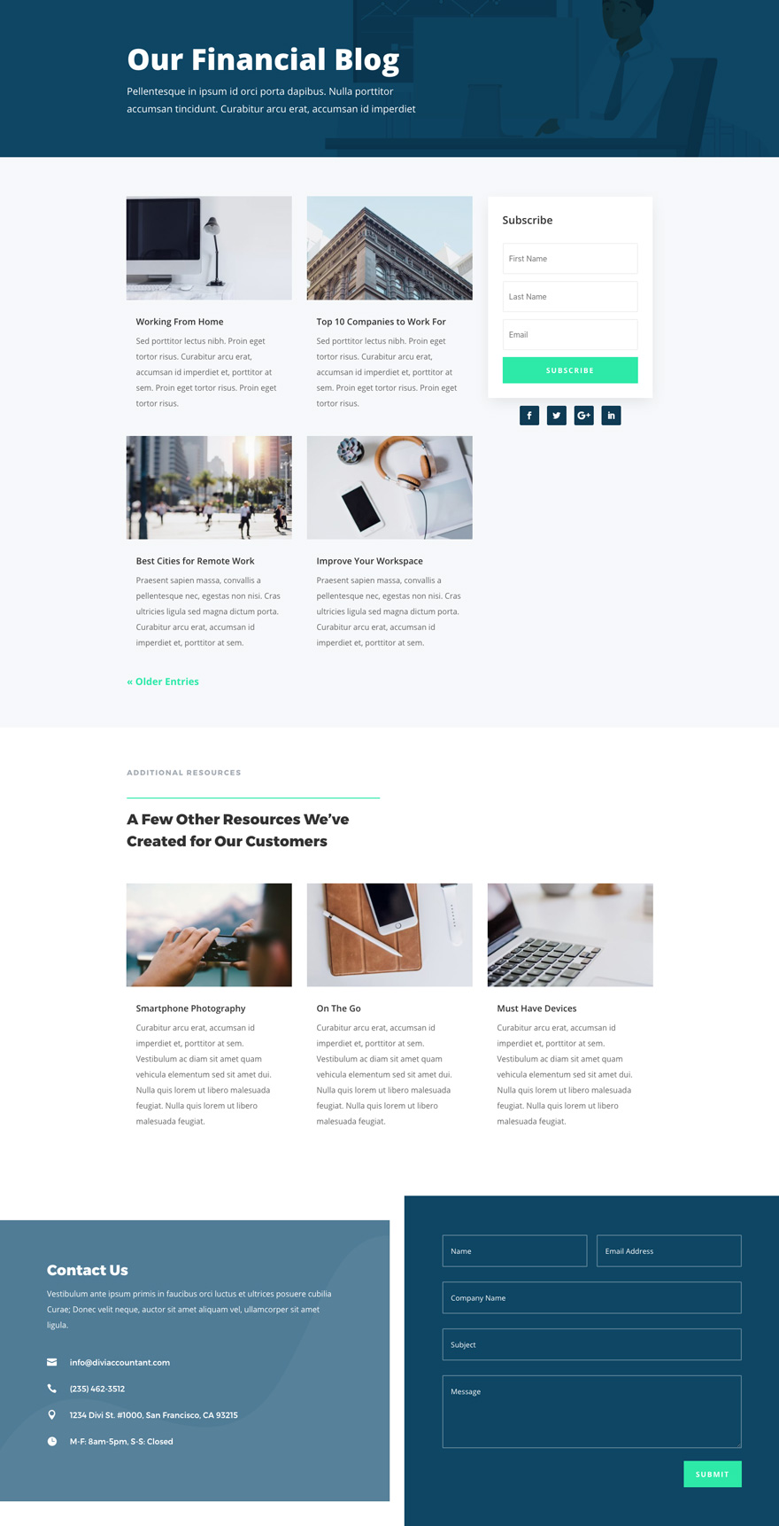 Accountant Blog Page Divi Layout by Elegant Themes