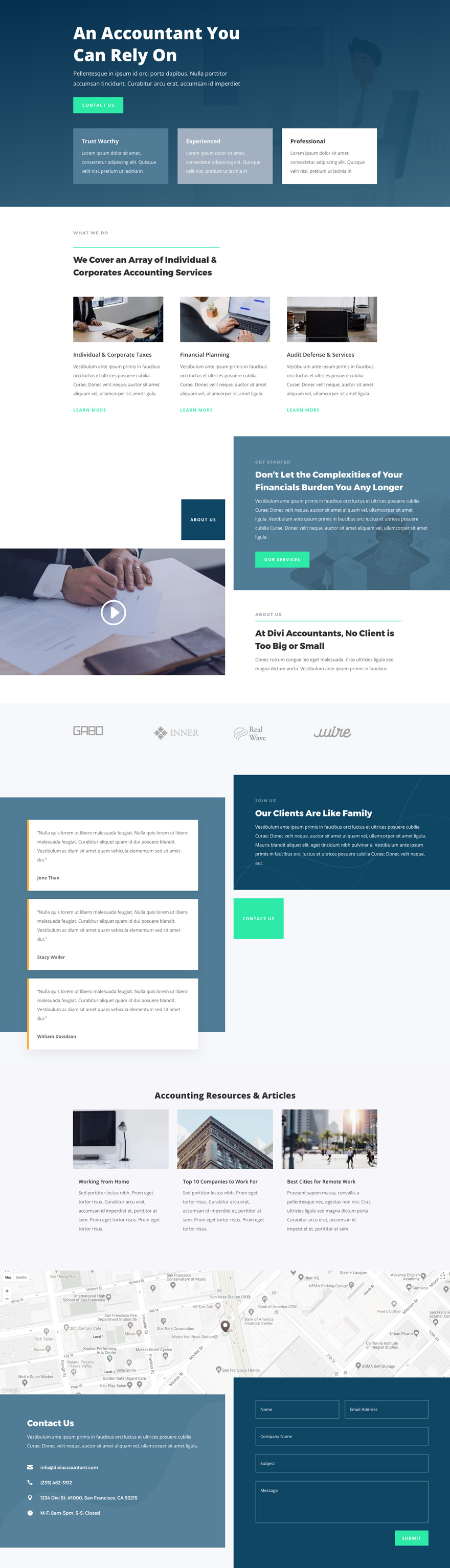 Accountant Landing Page Divi Layout by Elegant Themes