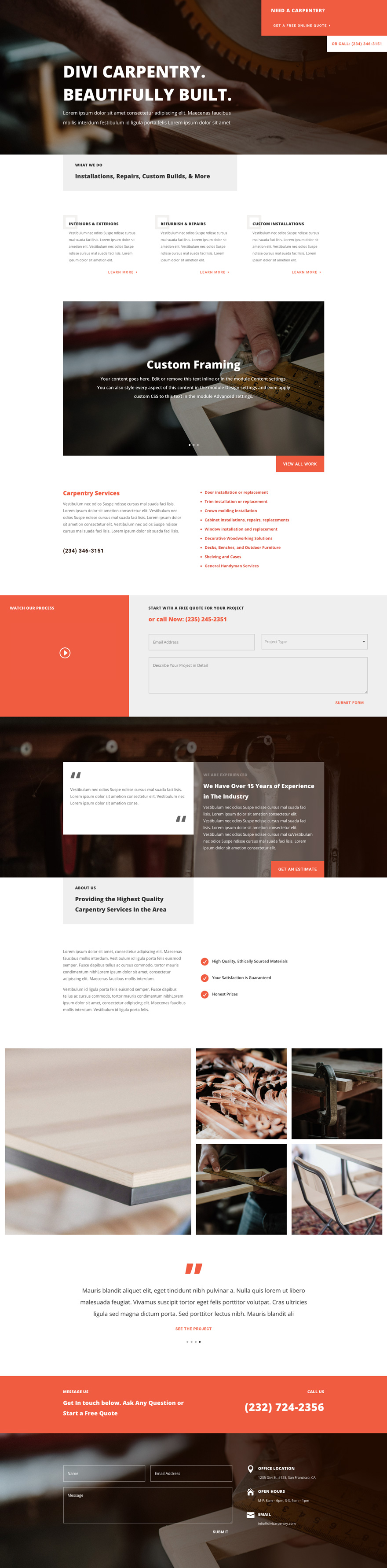 Carpenter Landing Page Divi Layout by Elegant Themes