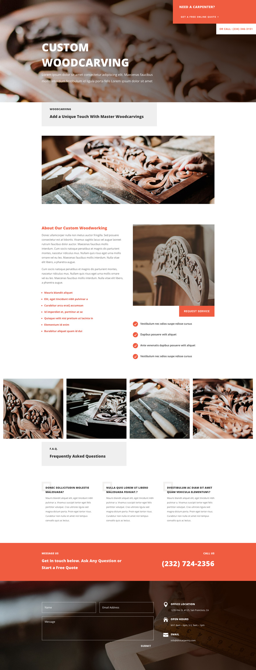 Carpenter Service Page Divi Layout by Elegant Themes