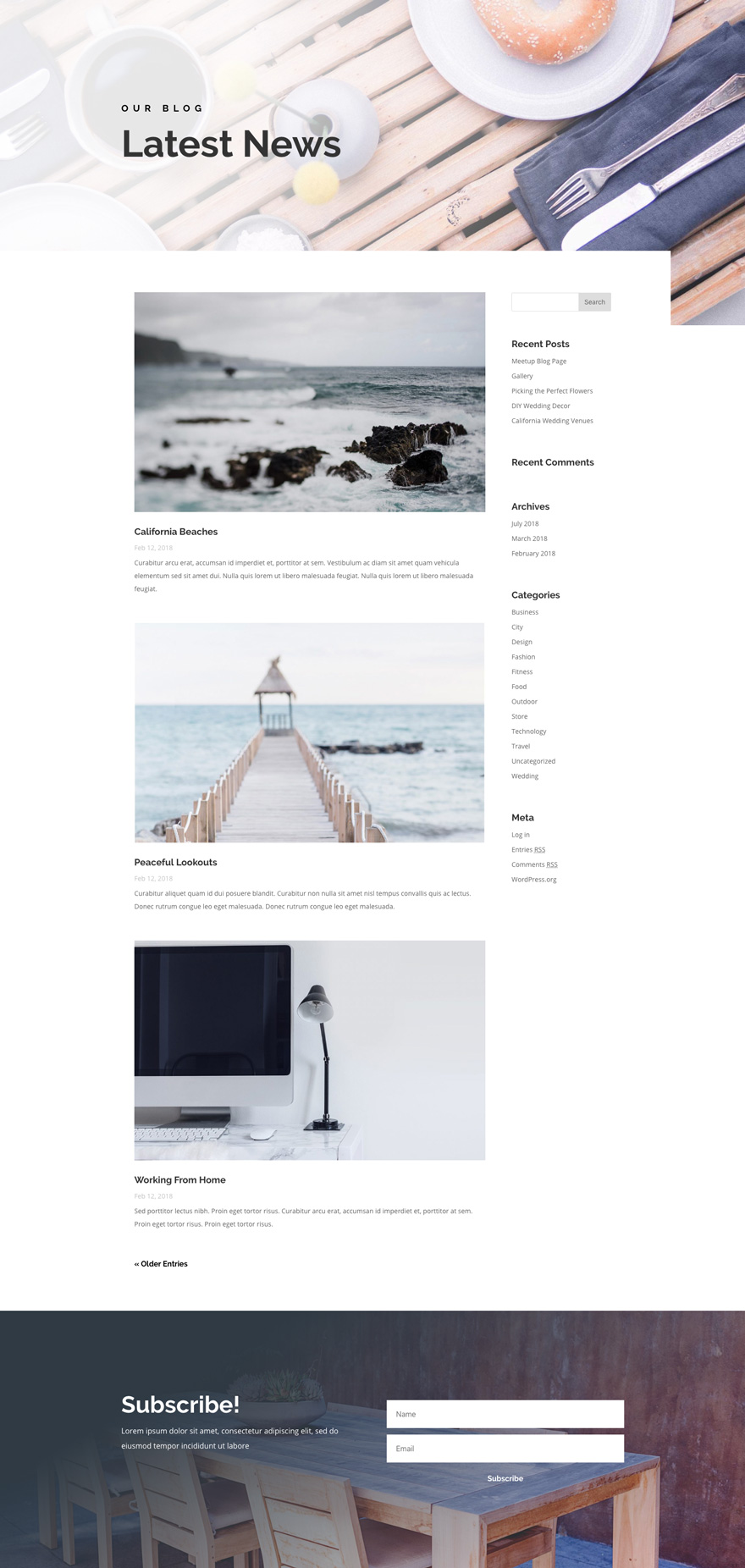 Bed And Breakfast Blog Page Divi Layout by Elegant Themes
