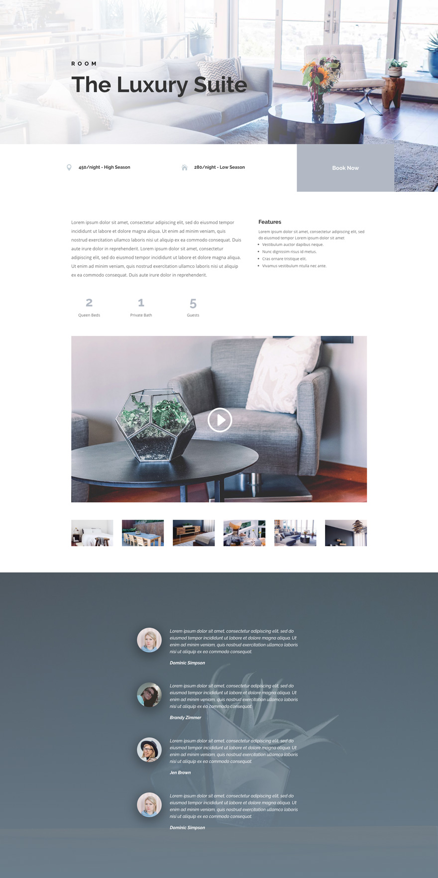 Bed And Breakfast Room Page Divi Layout by Elegant Themes