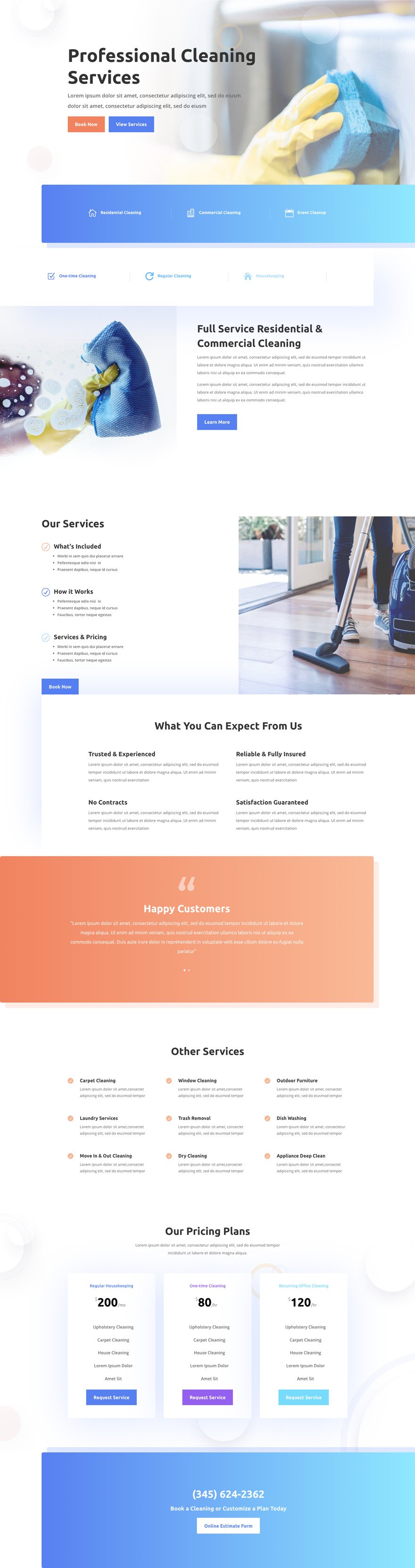 Cleaning Company Landing Page Divi Layout by Elegant Themes