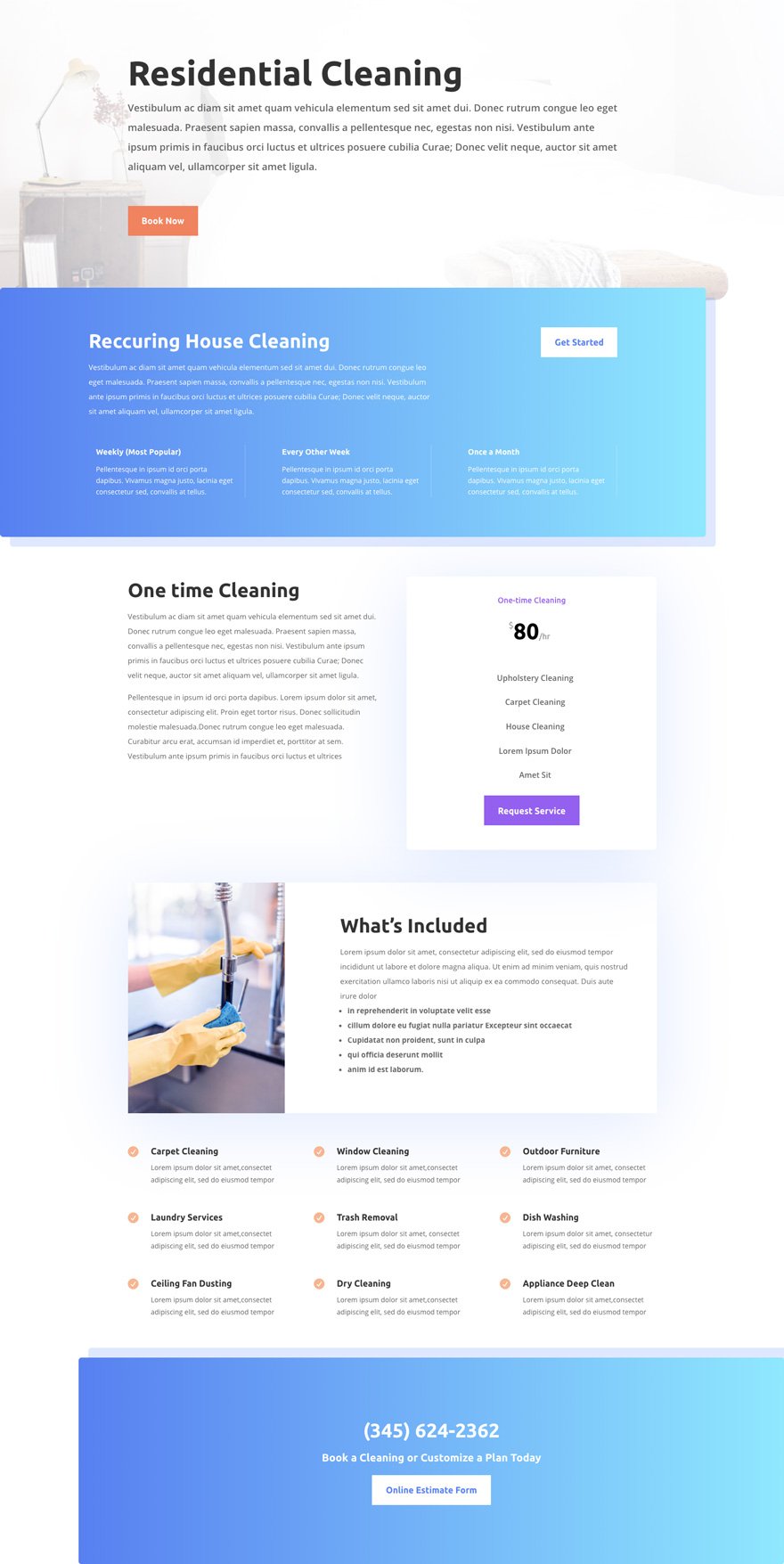 Cleaning Company Service Page Divi Layout by Elegant Themes