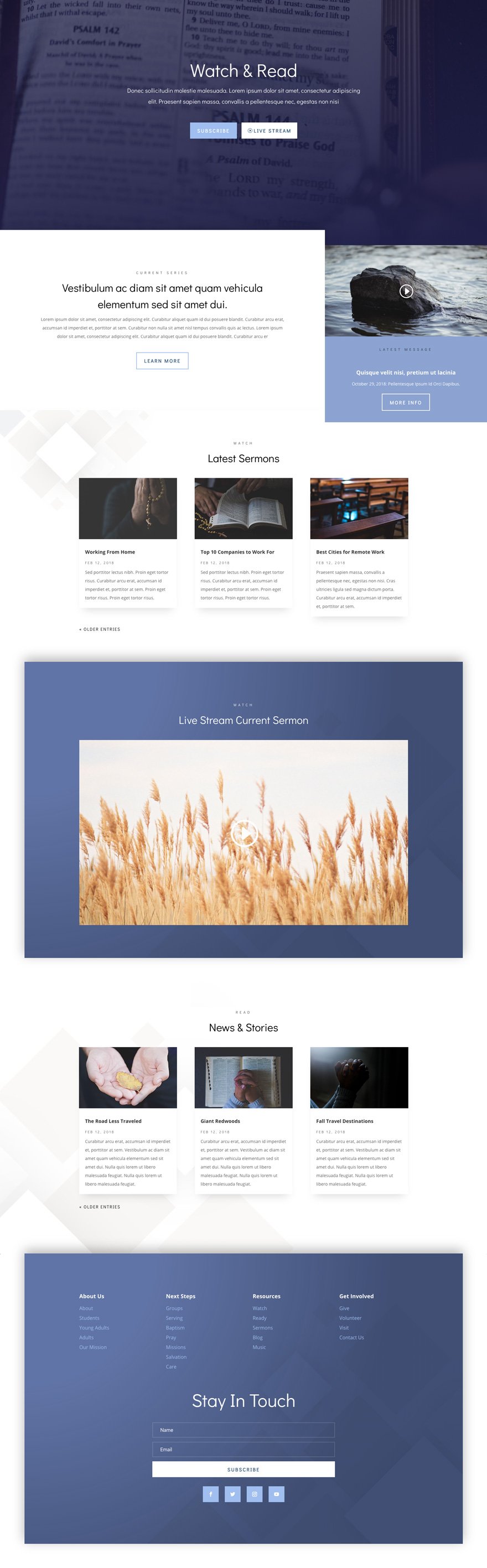 Church Blog Page Divi Layout by Elegant Themes