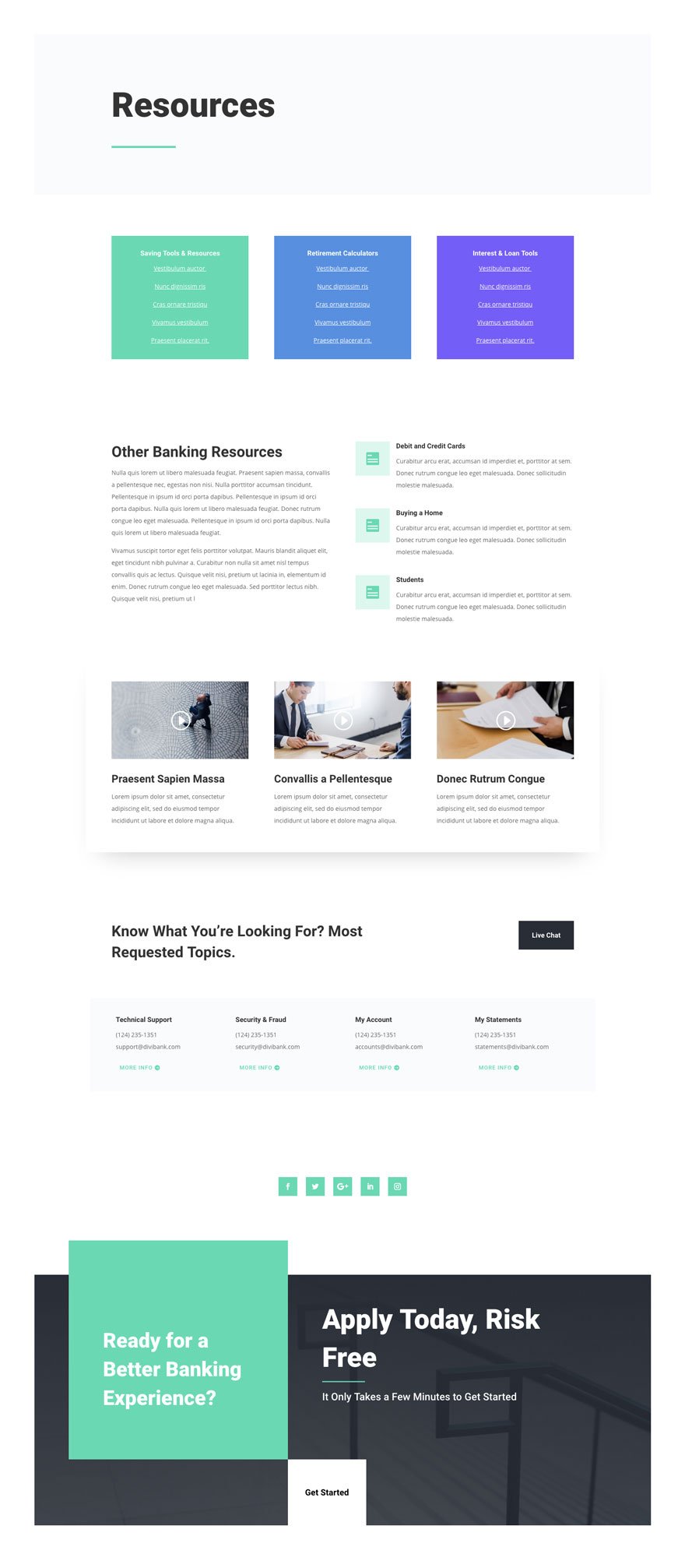 Bank Resources Page Divi Layout by Elegant Themes