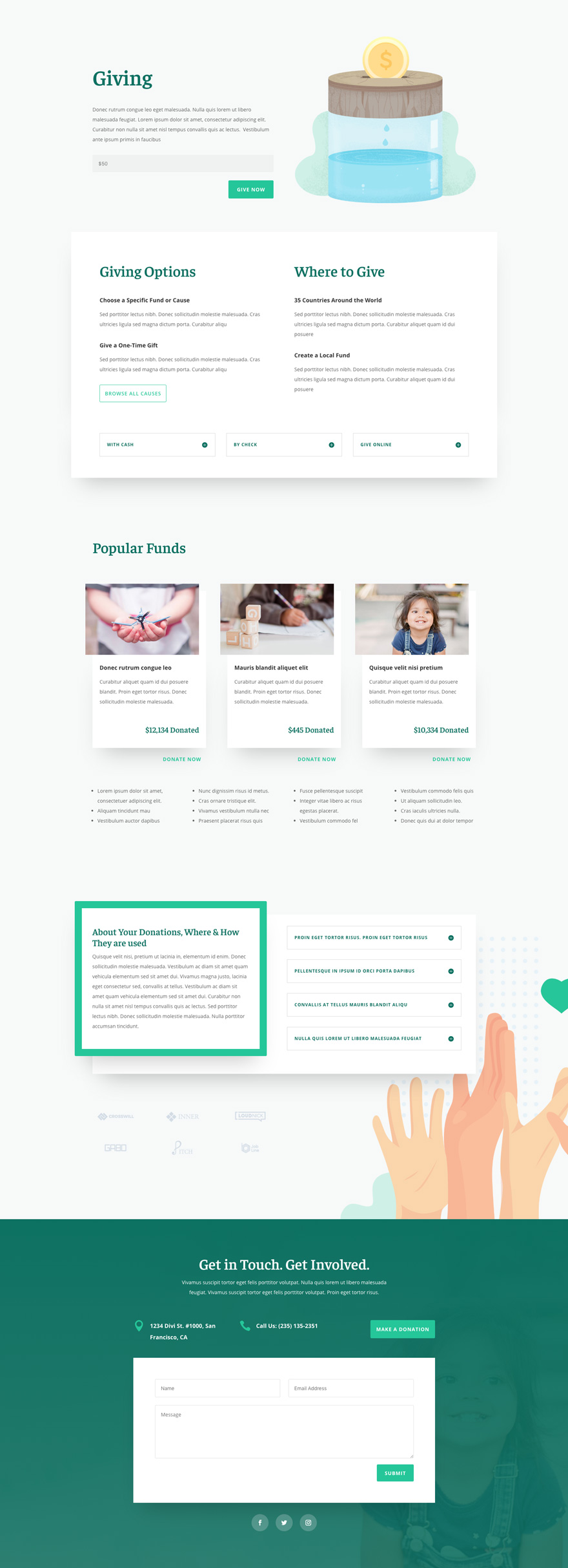 Charity Donate Page Divi Layout by Elegant Themes