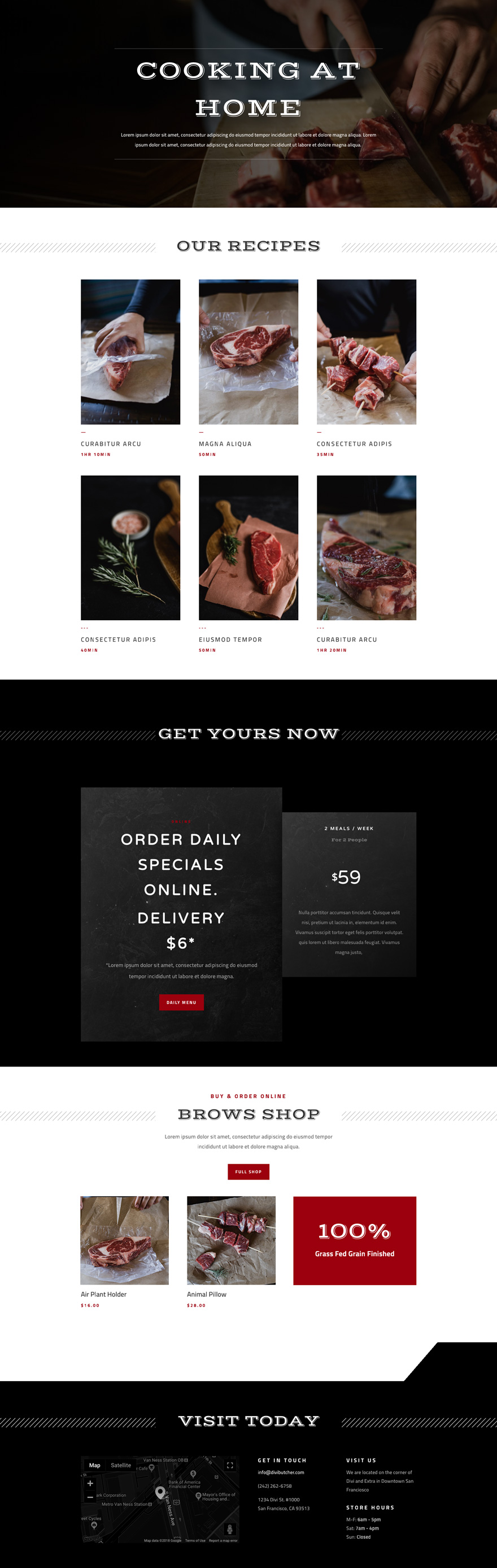 Butcher Recipes Page Divi Layout by Elegant Themes