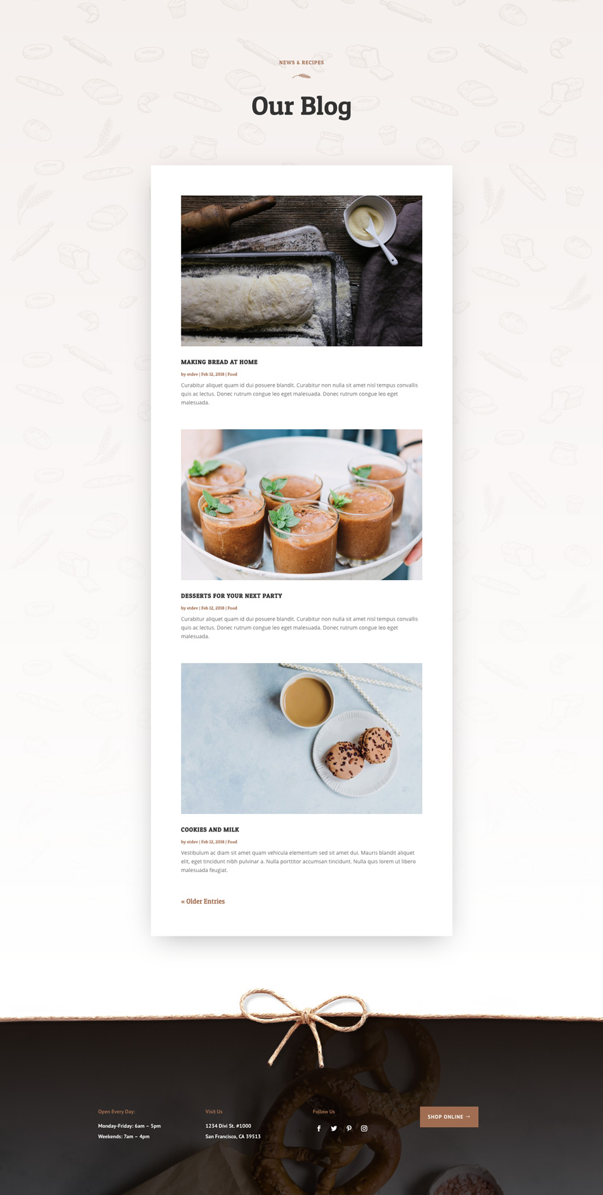 Bakery Blog Page Divi Layout by Elegant Themes