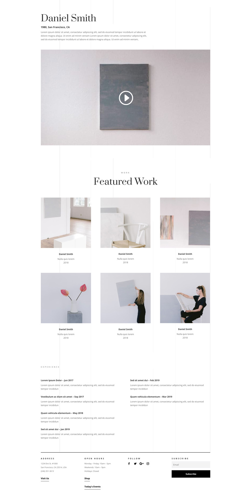 Art Gallery Artist Page Divi Layout by Elegant Themes