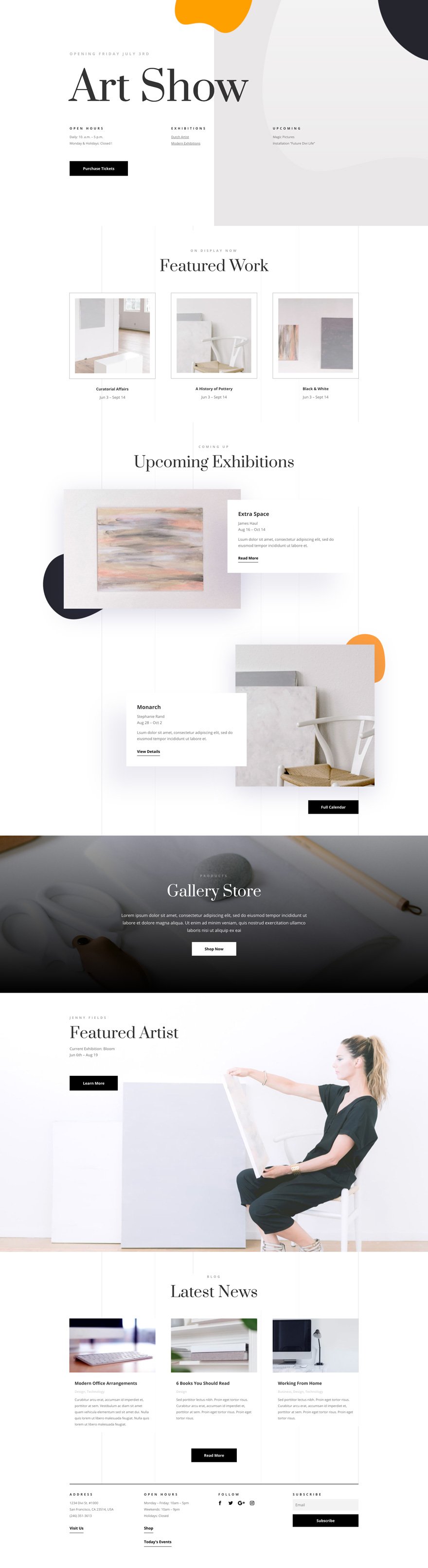 Art Gallery Landing Page Divi Layout by Elegant Themes