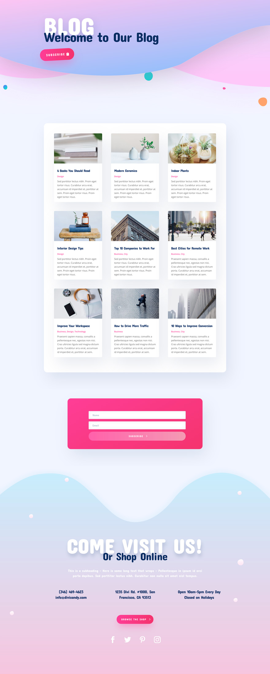 Candy Shop Blog Page Divi Layout by Elegant Themes
