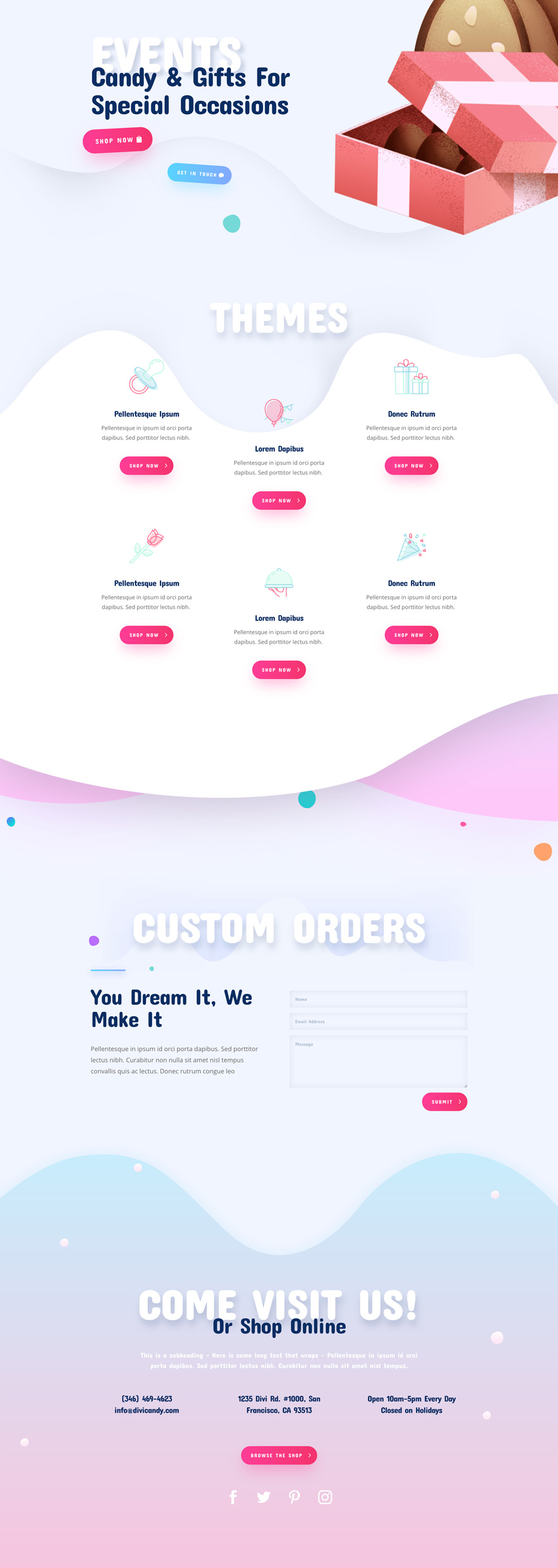 Candy Shop Services Page Divi Layout by Elegant Themes