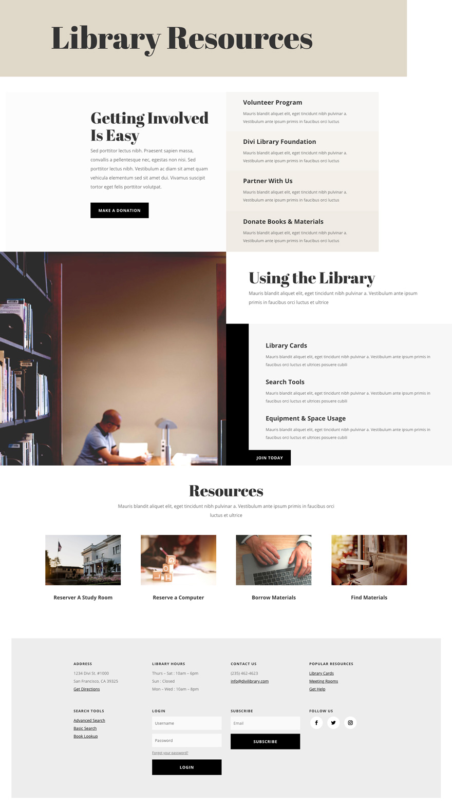 Library Resources Page Divi Layout By Elegant Themes
